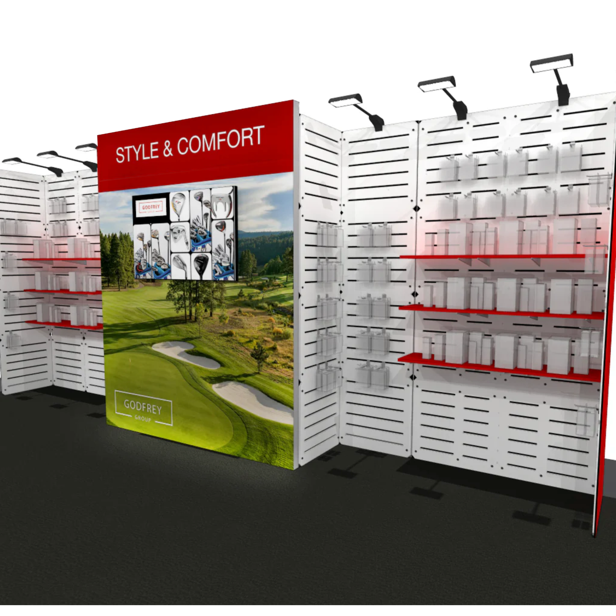 Slat Panel Display With Center Light Box (Optional Monitor Mount ...