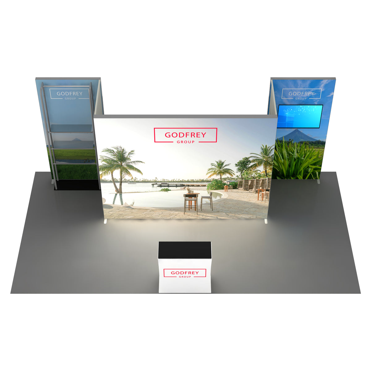 10x20 Light Box Exhibit With Storage Area, Shelving Module, and Mount ...