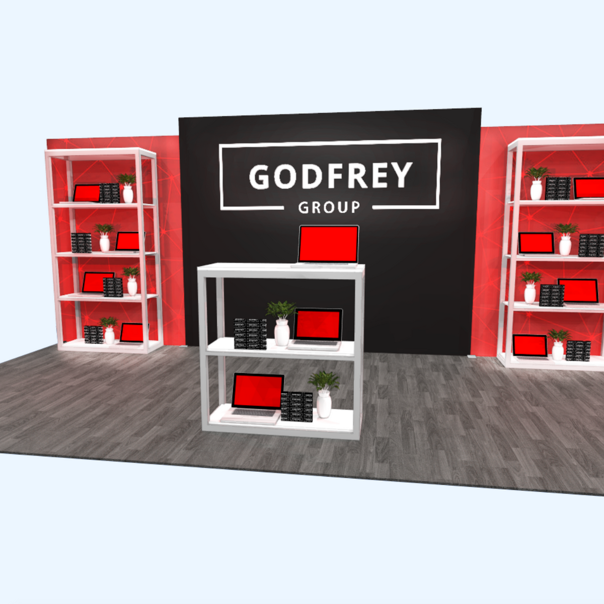 Shelf Display for 10'x20' Booth - Trade Show Adjustable Shelf Displays ...