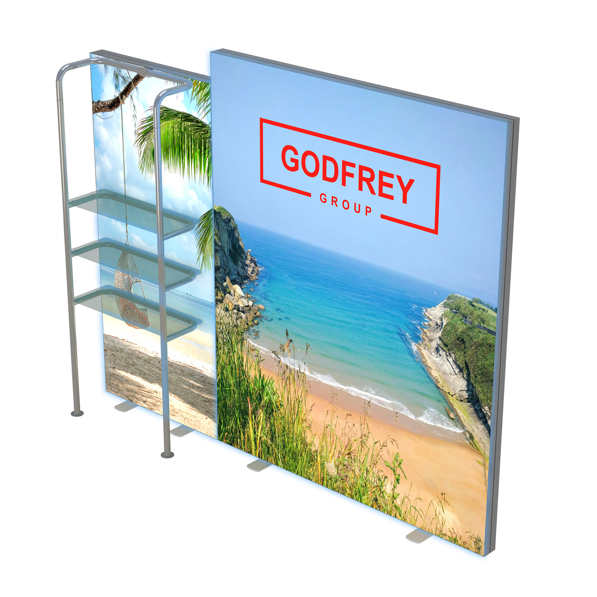 Modular Backlit 10x10 Display with Shelves | Godfrey Group