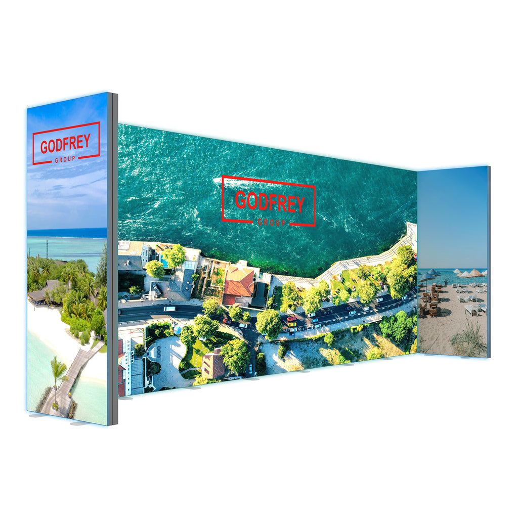 U-Shaped Backlit 10x20 Kit - Optional Monitor Mount(s) | Godfrey Group