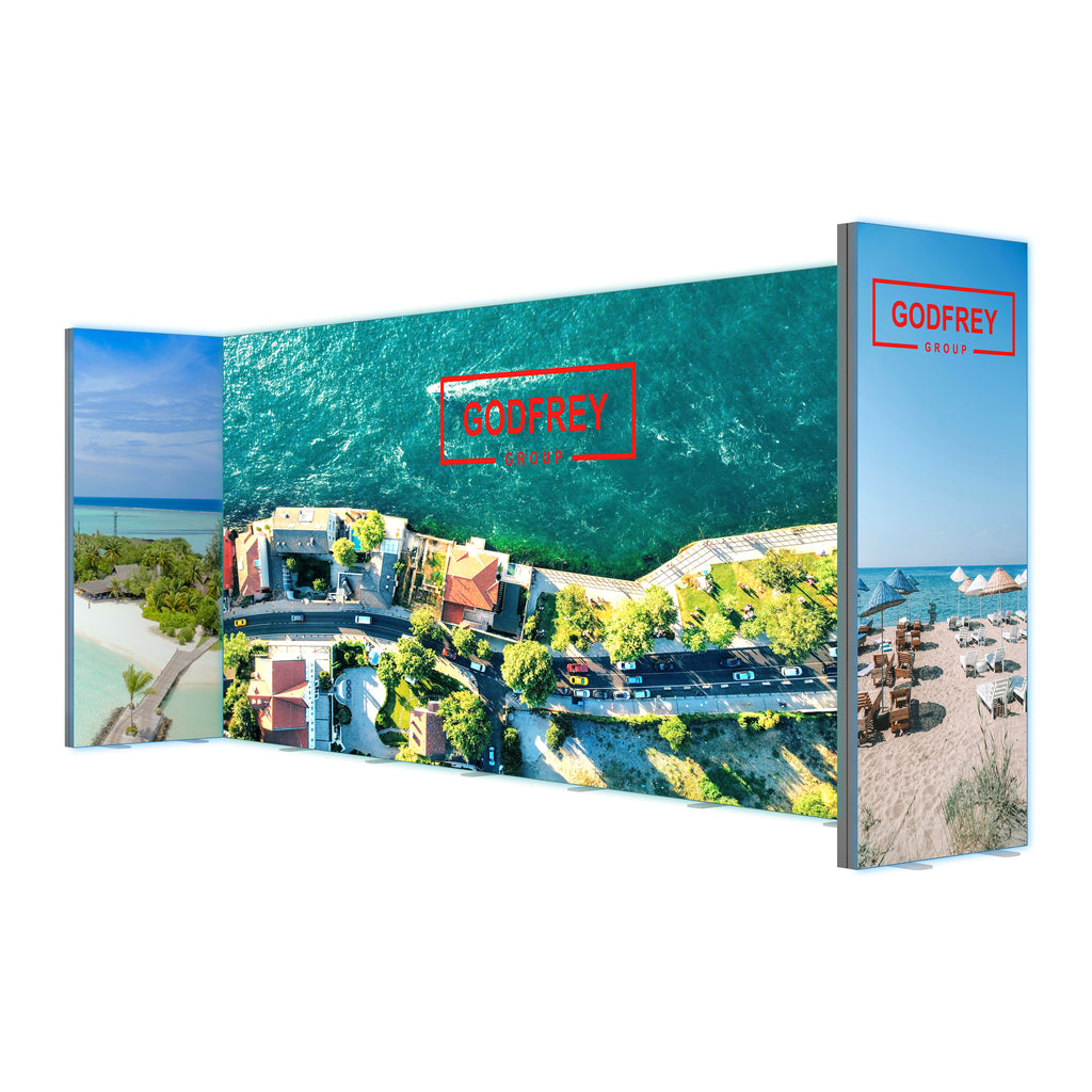 U-Shaped Backlit 10x20 Kit - Optional Monitor Mount(s) | Godfrey Group