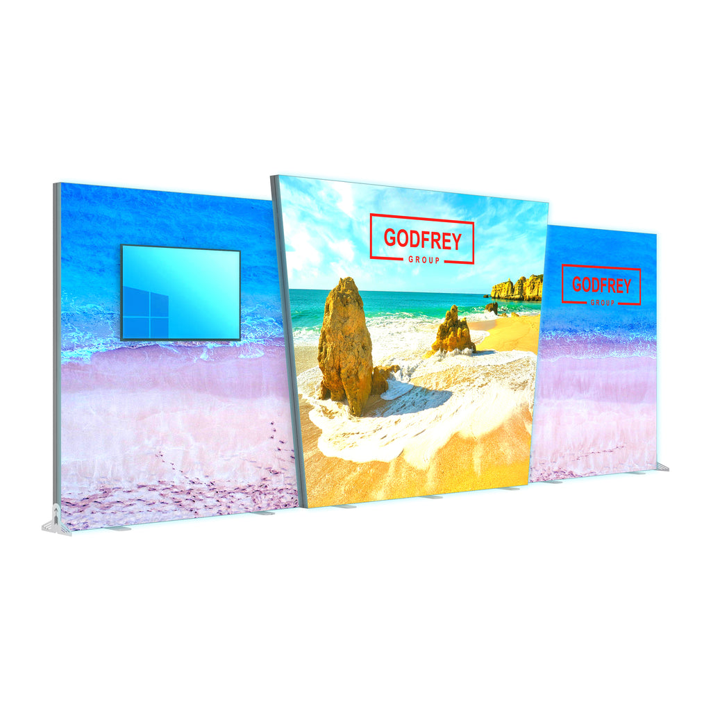 Modular Backlit 10x20 Kit - Optional Monitor Mount(s) | Godfrey Group