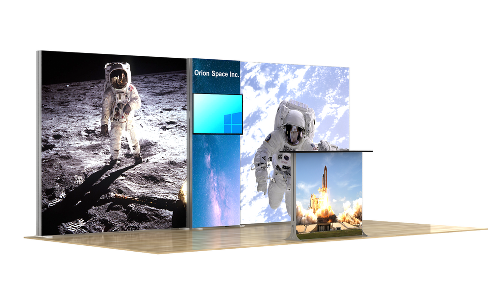 20' Backlit Modular Display With Monitor Mount And Backlit Counter ...