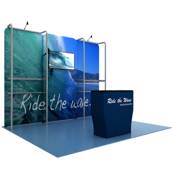 Fabric Backwall With Monitor & Two Shelf Stands | Godfrey Group