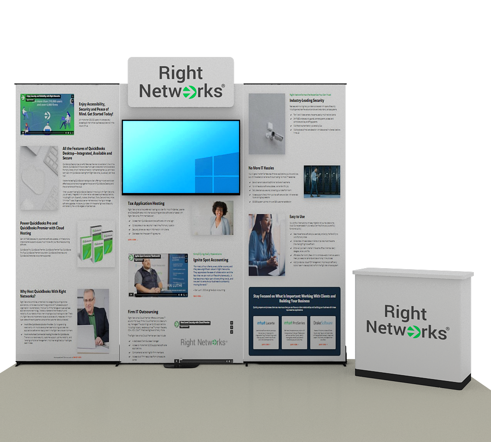 Back Wall Banner Stand With Monitor Mount | Godfrey Group